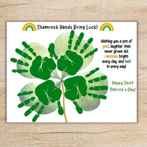 St Patricks Day Handprint Art, Shamrock Keepsake for Preschool ...
