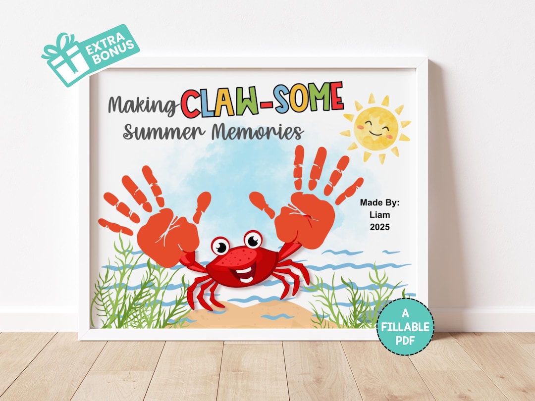 Summer Crab Handprint Art Printable, Preschool Craft, Daycare Activity ...