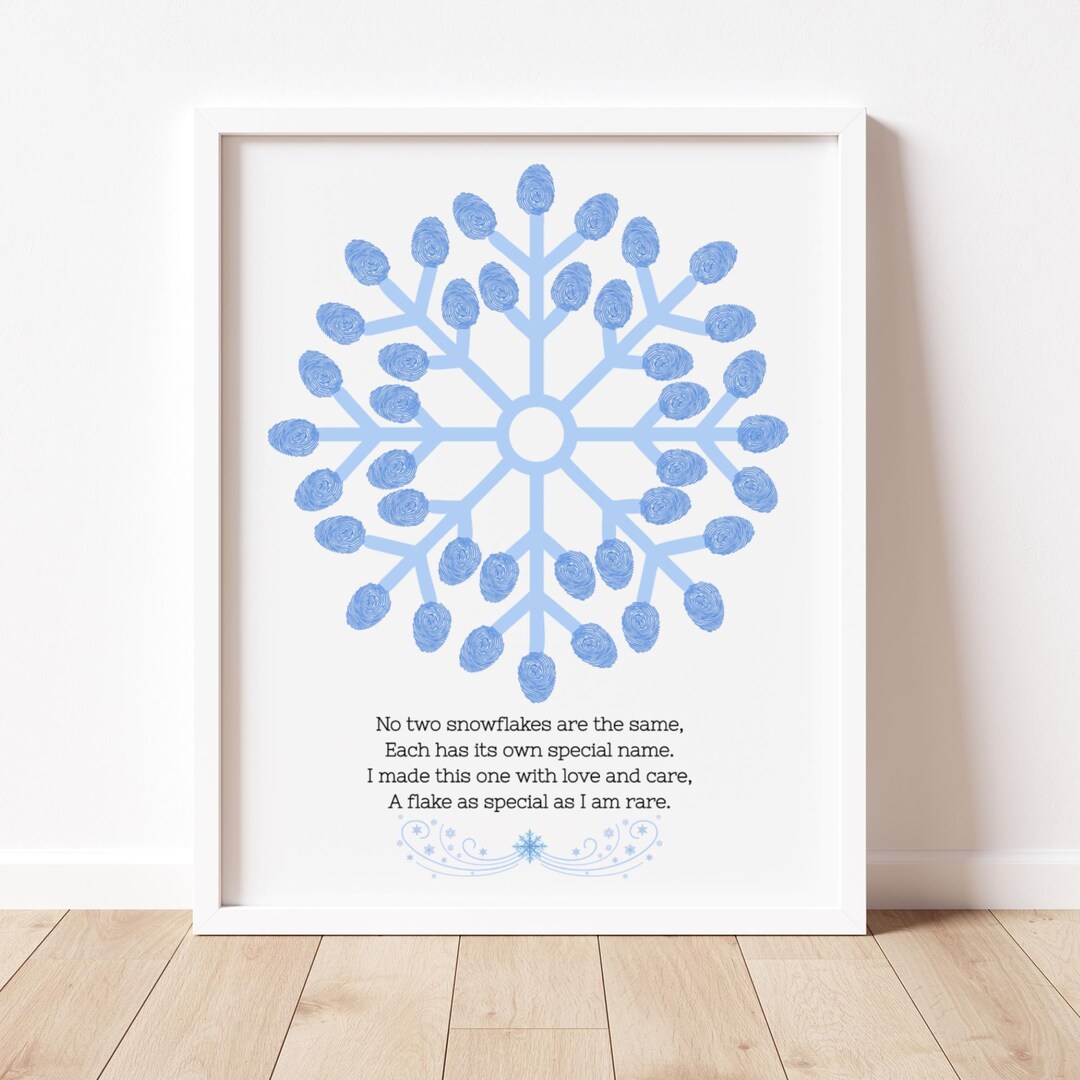 Winter Fingerprint Craft, Snowflake Art Project, Preschool Fingerprint ...