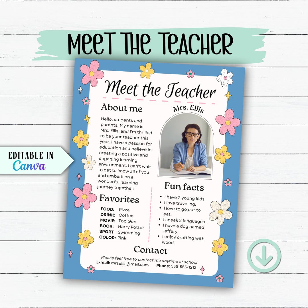 Editable Meet the Teacher Template, Floral Meet the Student Teacher ...