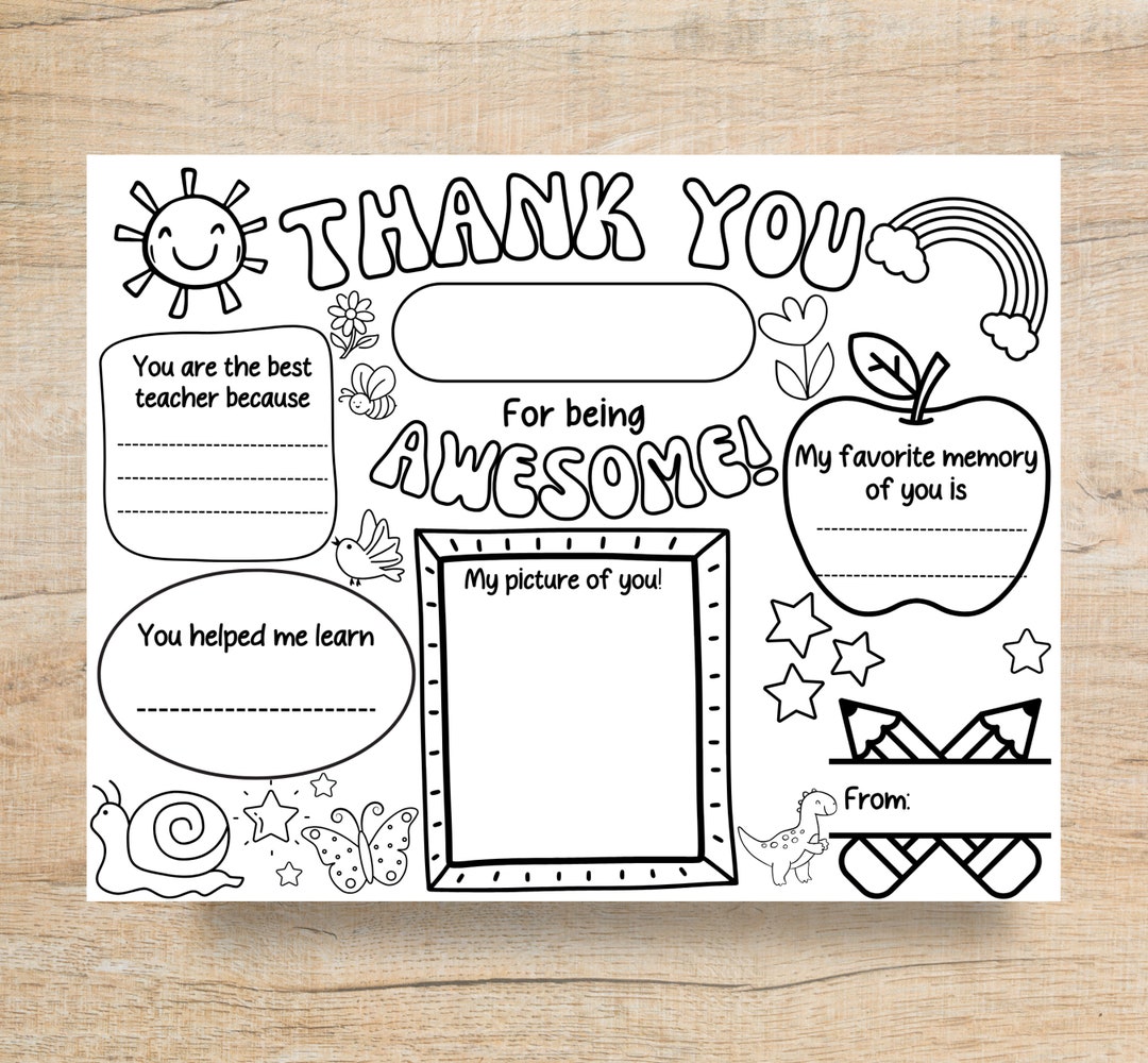 Teacher Thank You Printable, Teacher Coloring Page, Goodbye Letter for ...