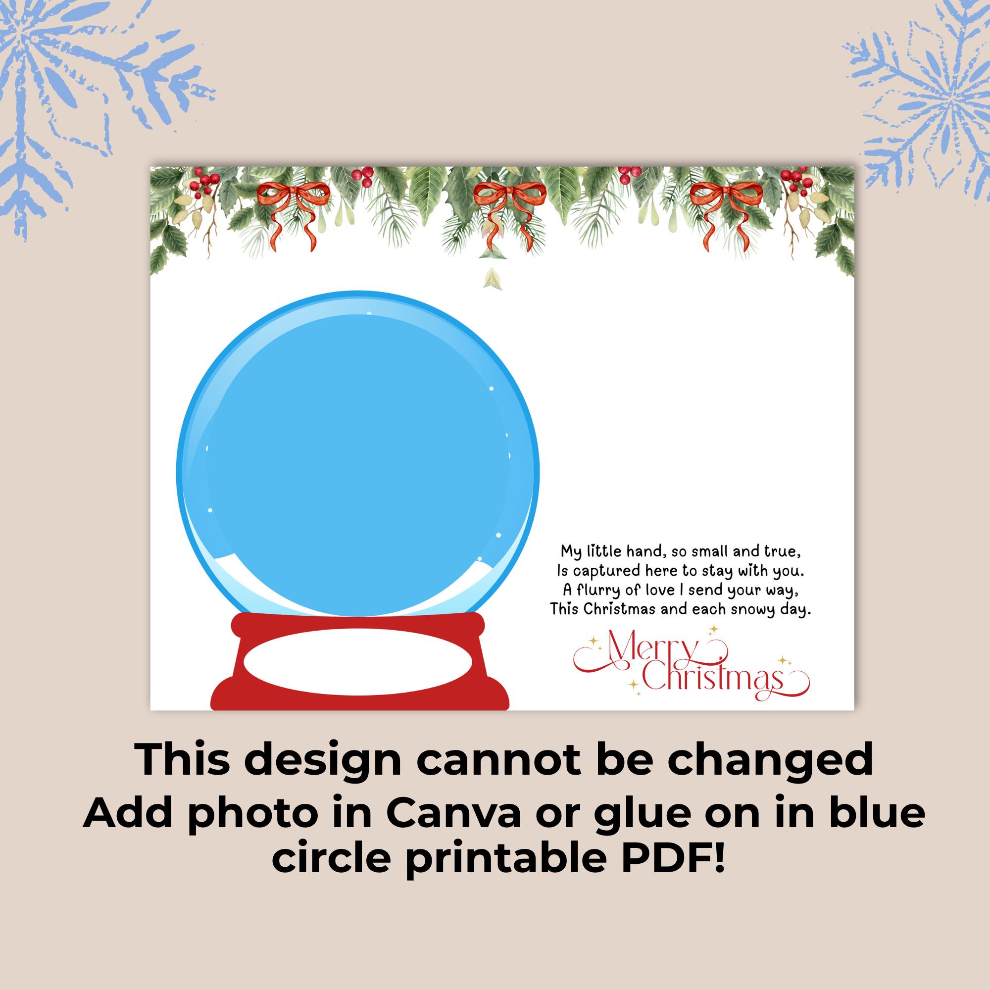 Christmas Handprint Snow Globe Craft With Photo Frame, Toddler ...
