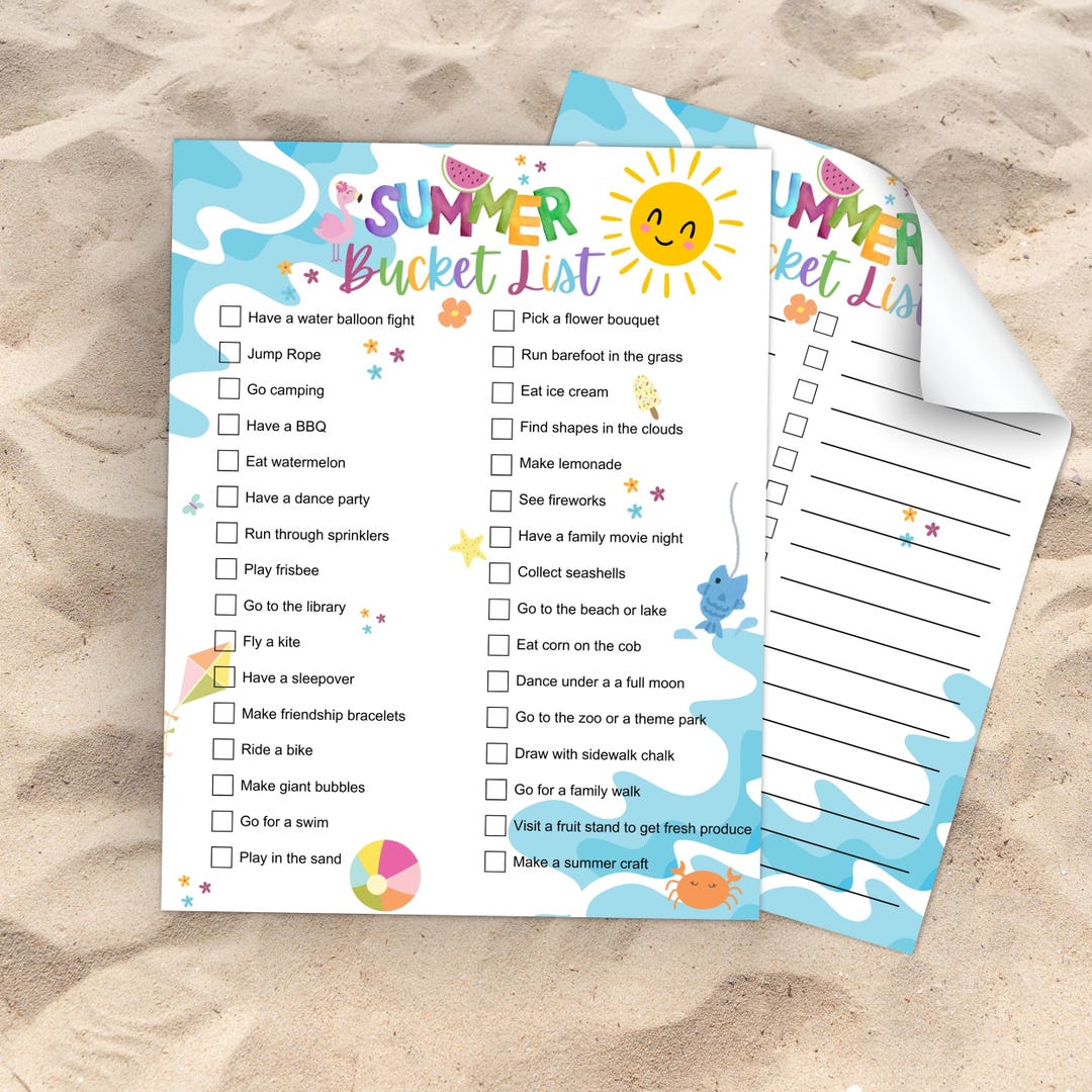 Editable Summer Bucket List Printable, Fun Family Activities Planner ...