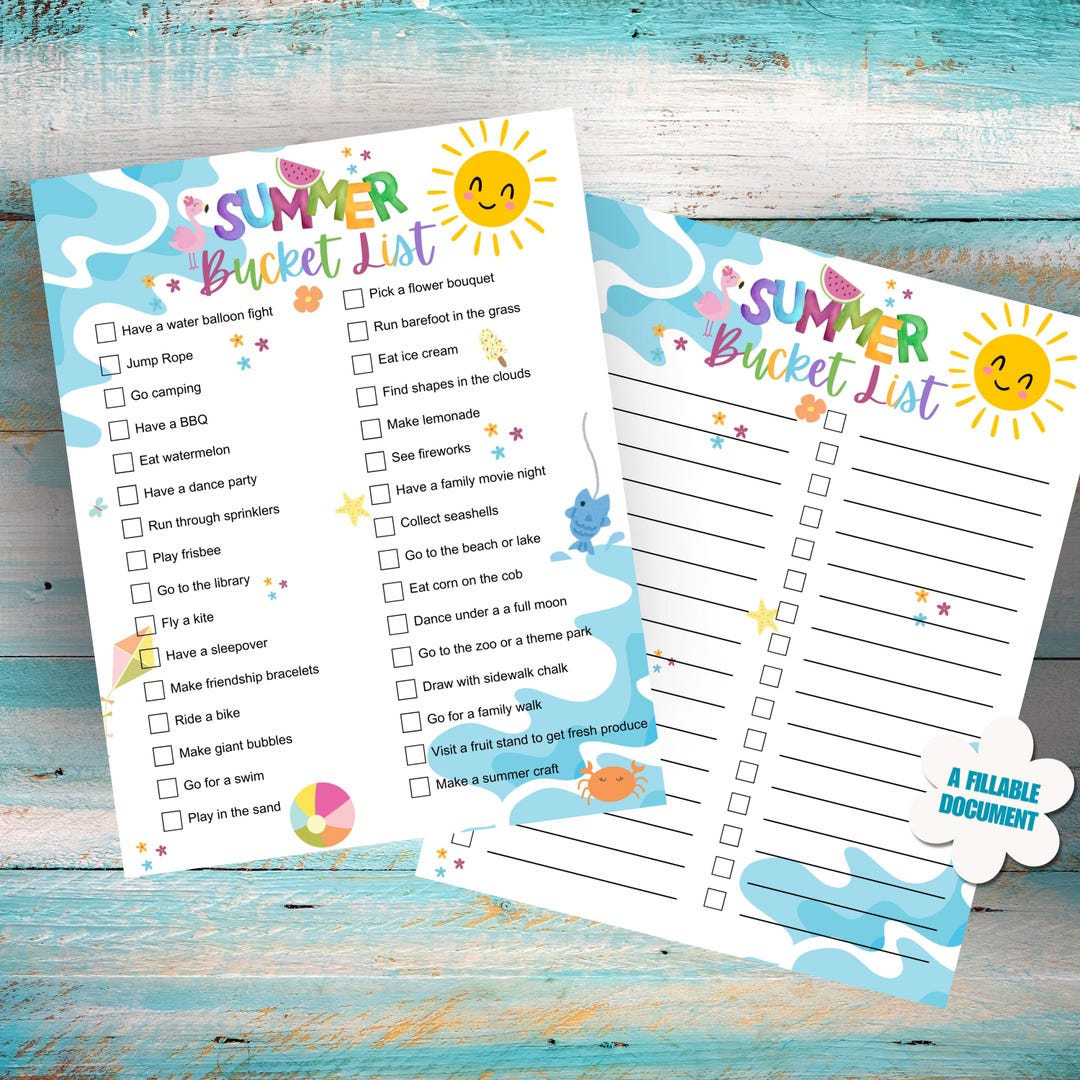 Editable Summer Bucket List Printable, Fun Family Activities Planner ...