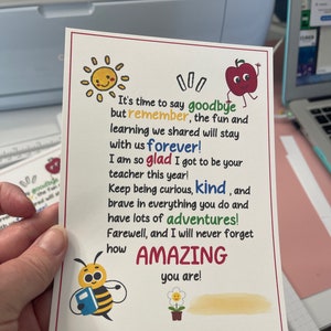 End of School Year Letter Printable: Teacher Goodbye Card for ...