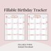 Printable Birthday Calendar, Editable Birthday Tracker, Birthday ...