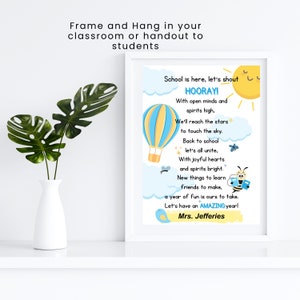 Fillable First Day of School Poem, Welcome Letter for Students, Teacher ...