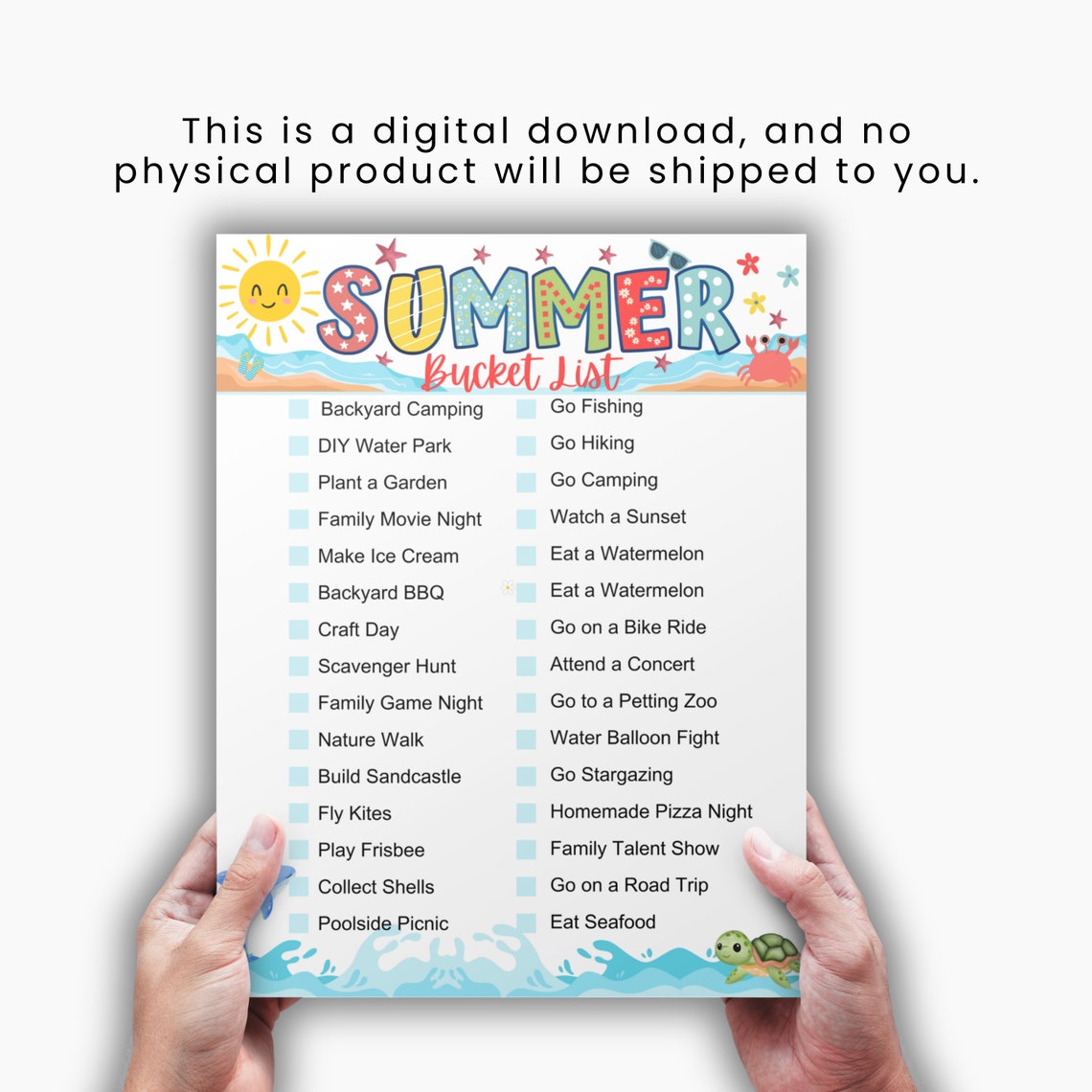 Editable Summer Bucket List Printable, Summer Activities for Kids and ...