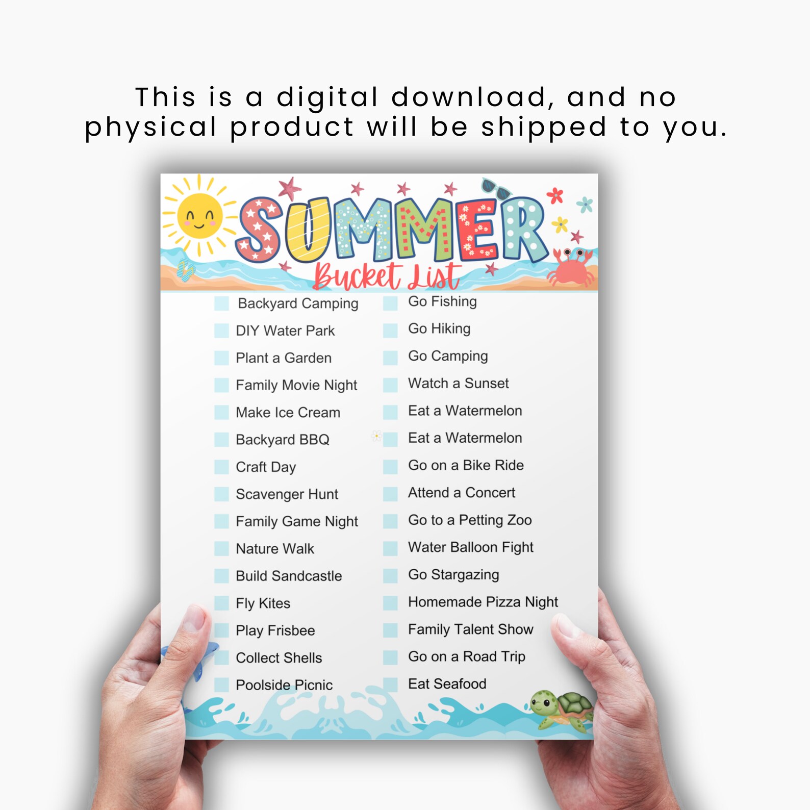 Editable Summer Bucket List Printable, Summer Activities for Kids and ...