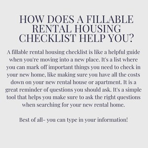 Editable Rental Housing Checklist, Apartment Checklist, First Apartment ...
