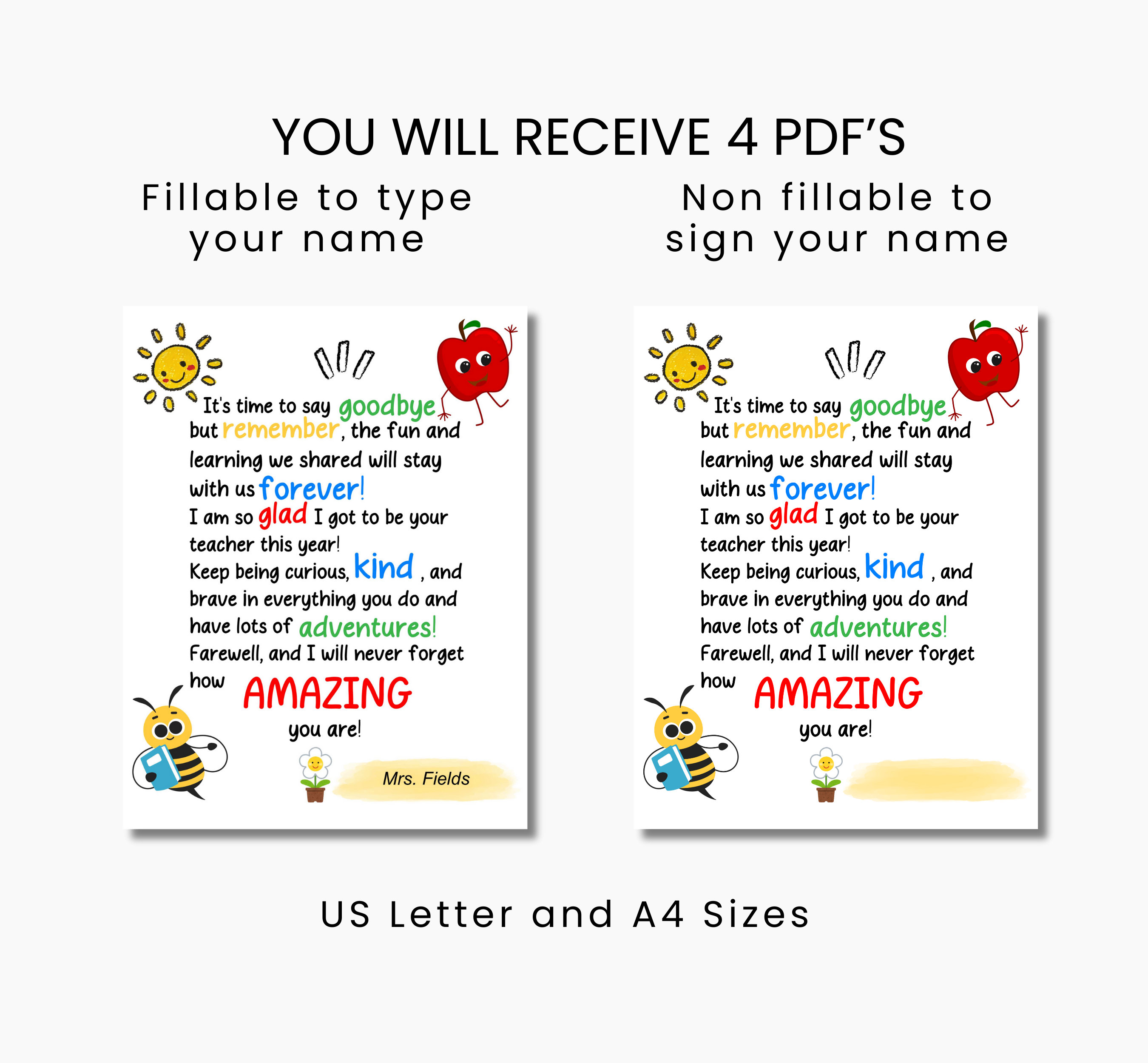 End of School Year Letter Printable, Goodbye Letter to Student ...