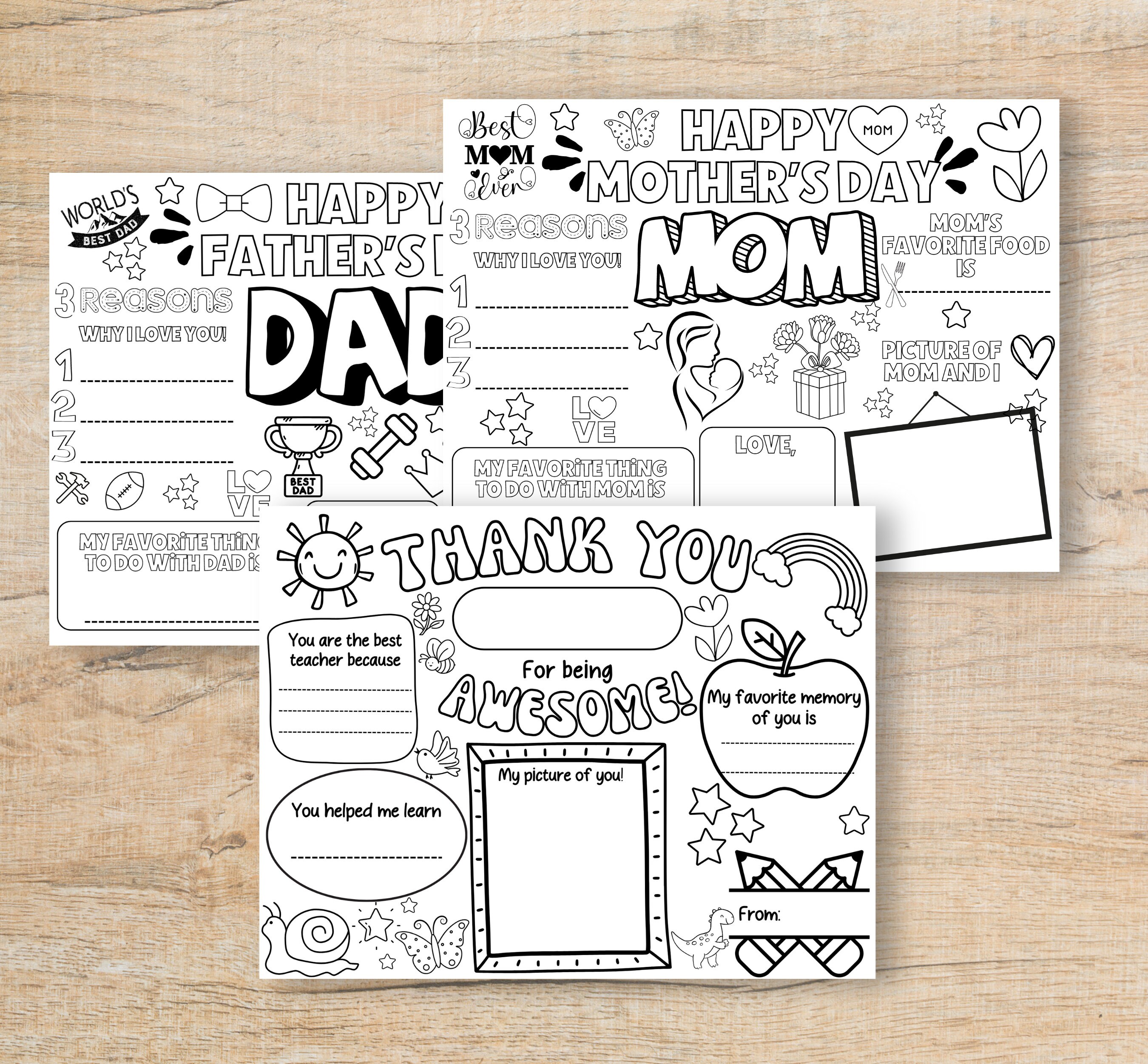 Coloring Pages Bundle Printable, Kid Activity Sheets for Mom, Dad, and ...