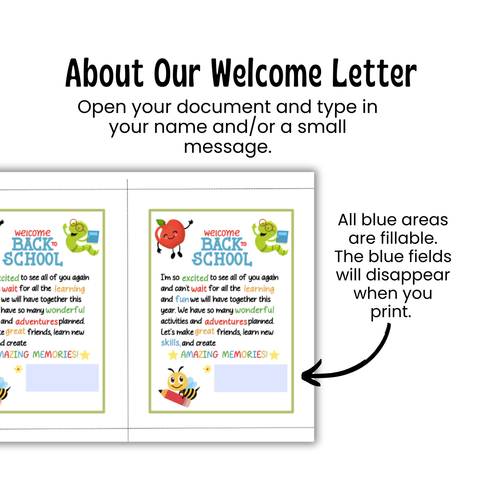 First Day of School Card From Teacher to Students Editable Card Welcome ...