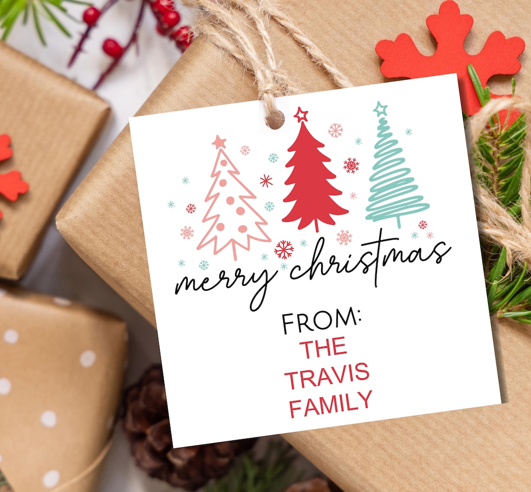 Fillable Merry Christmas Gift Tag Printable Holiday Favor Tags Editable ...