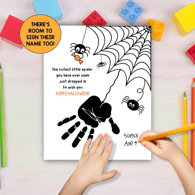 Spider Halloween Handprint Craft, Printable Halloween Handprint Art ...