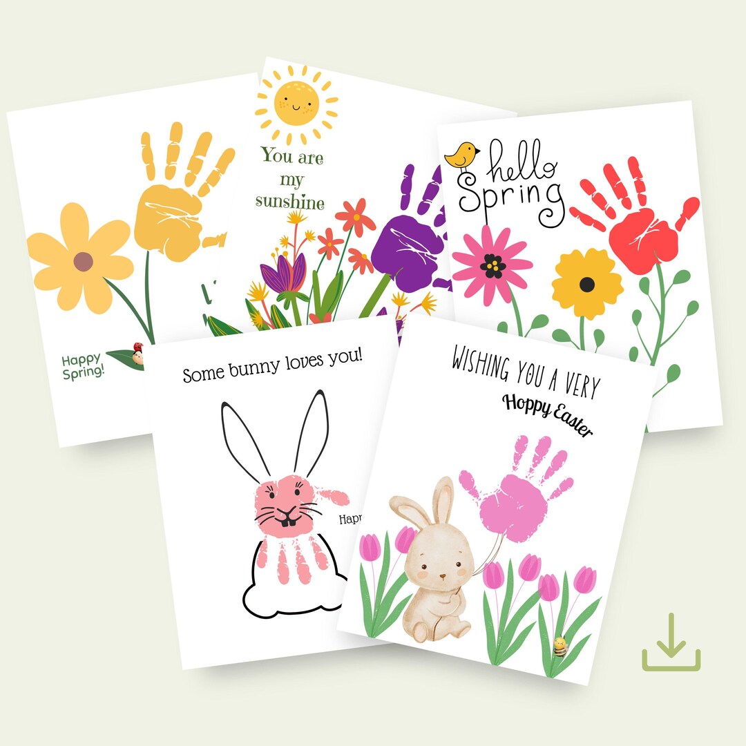 Easter Handprint Art for Kids, Spring Keepsake With Flowers and Bunny ...