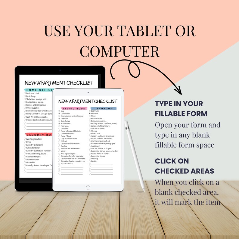 Editable First Apartment Checklist New Home Checklist Apartment Rental ...