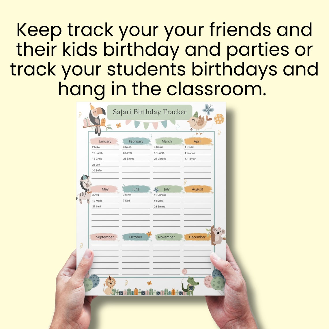 Editable Birthday Tracker for Kids, Birthday Planner Printable Calendar ...