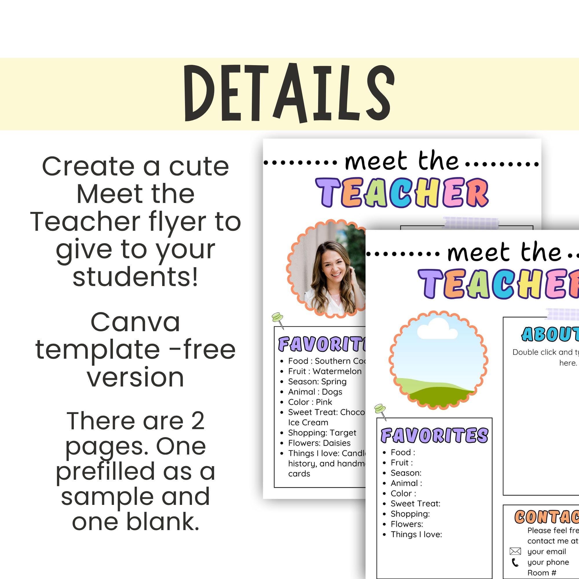 Editable Meet the Teacher Printable: Classroom Flyer for Teacher ...