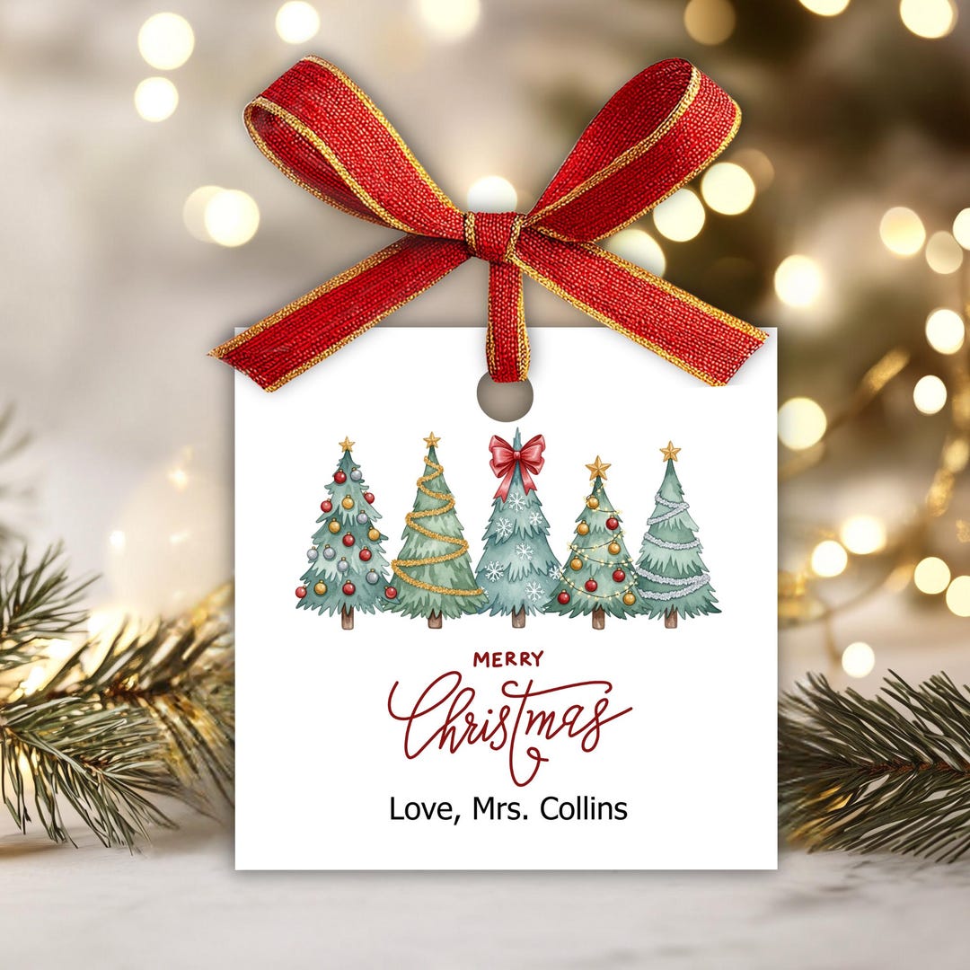 Merry Christmas Gift Tags Printable, Fillable Holiday Labels for ...