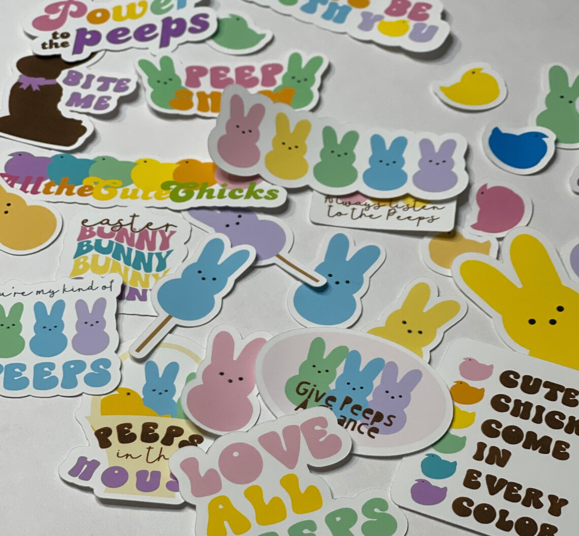 Peeps Stickers Pack Waterproof, Water Bottle Stickers, Bunny Stickers ...