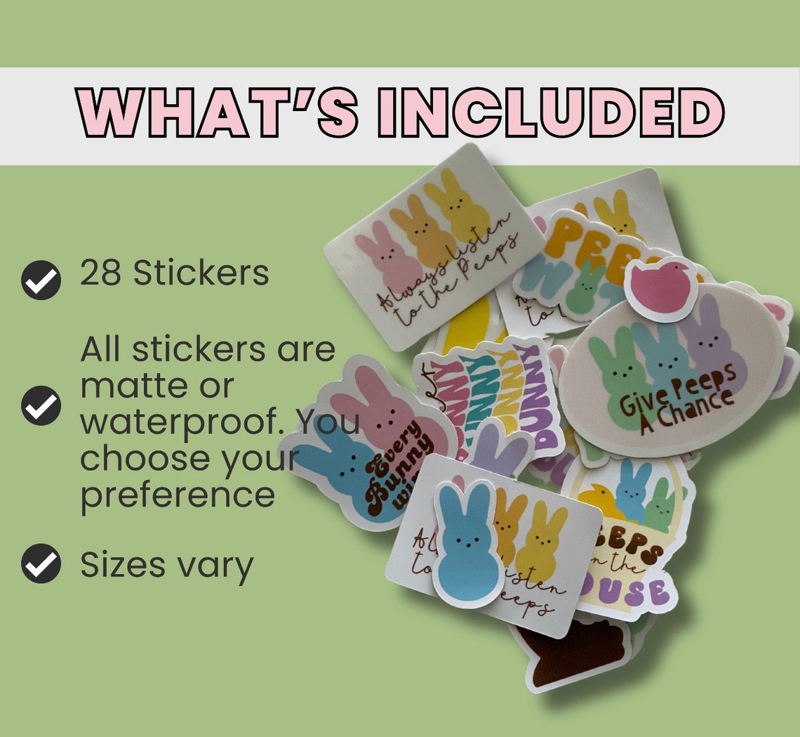 Peeps Stickers Pack Waterproof, Water Bottle Stickers, Bunny Stickers ...