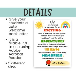 Welcome Letter From Teacher for the First Day of School, Meet Your ...