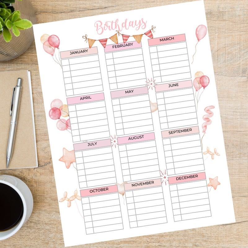 Birthday Calendar - Etsy