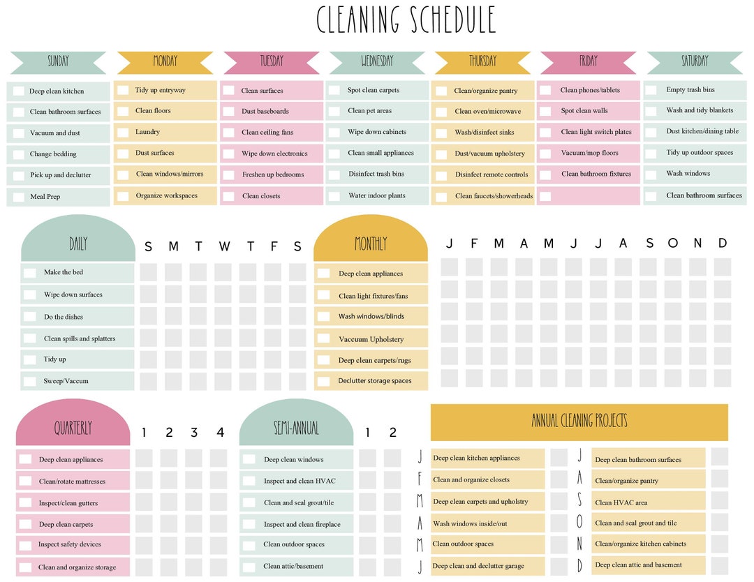 Editable Cleaning Checklist Printable Weekly Cleaning Schedule House ...