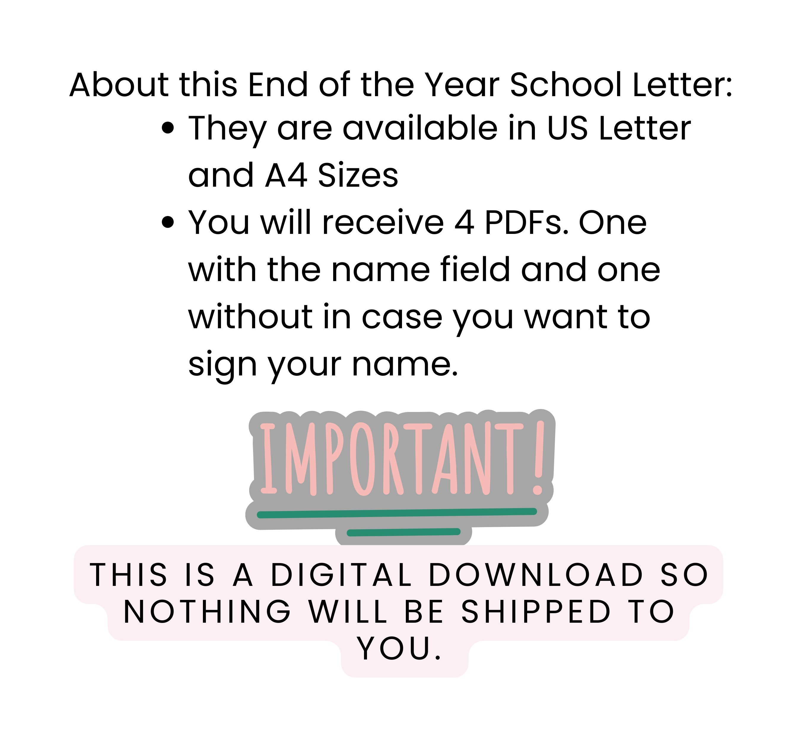 End of School Year Letter Printable, Goodbye Letter to Student ...