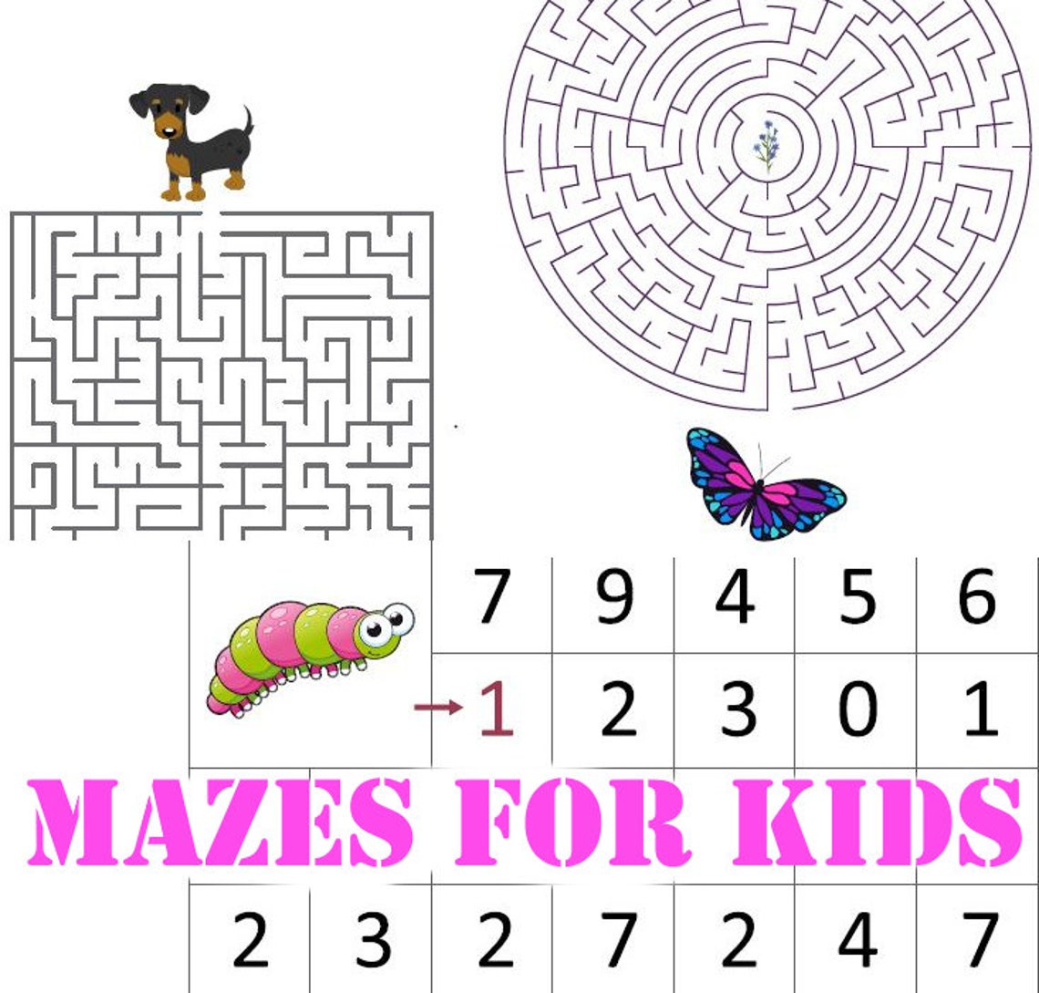 Mazes to Print for Kids ,fun Activities,instant PDF Download ,simple ...