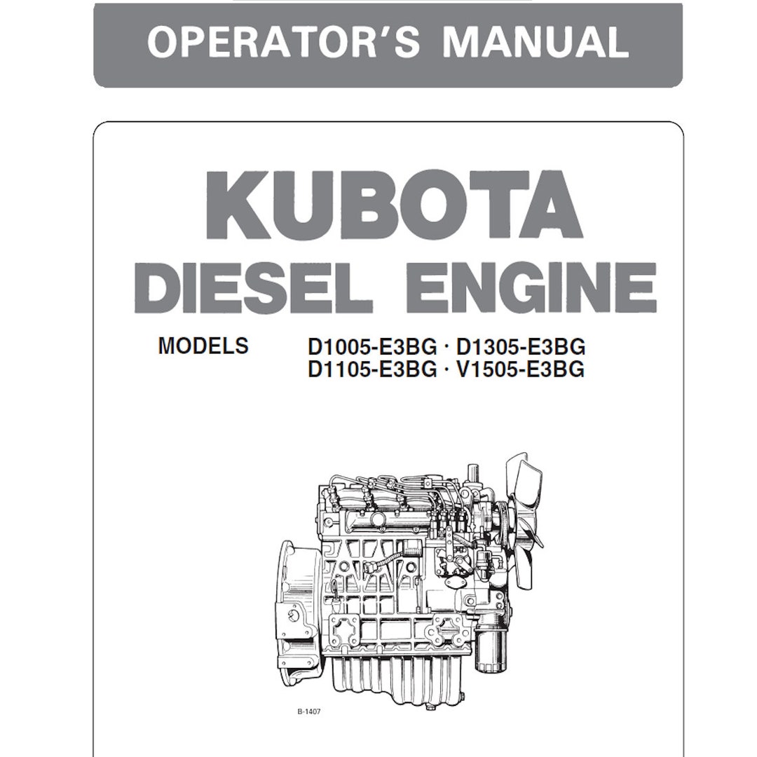 Kubota D1005-E3BG, D1105-E3BG, D1305-E3BG, V1505-E3BG Operator Manual - Etsy Canada