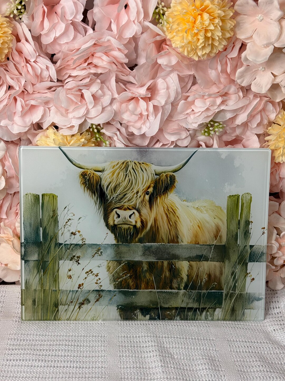 Highland Cow Glass Chopping Board, Worktop Saver, Highland Cow Gifts ...