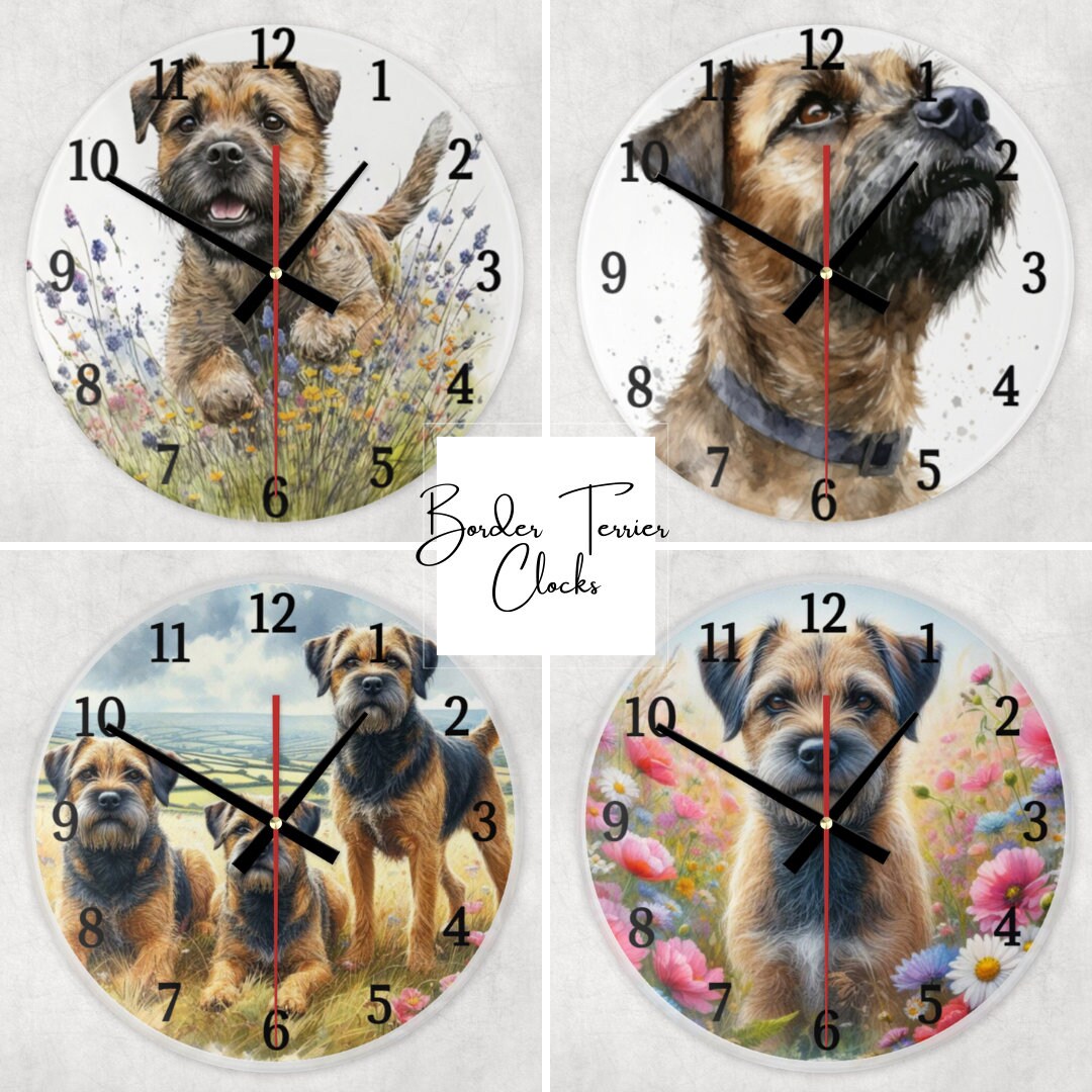 Border Terrier Clock Various Designs Available - Etsy UK