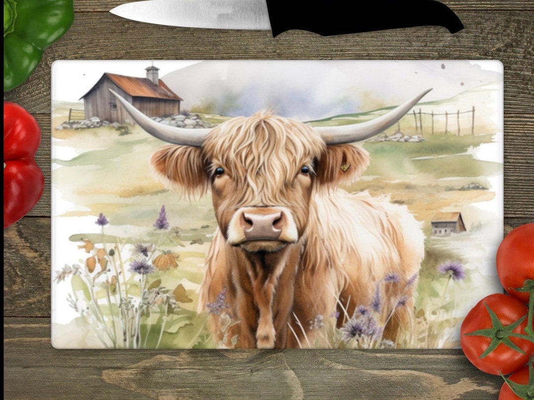 Highland Cow Glass Chopping Boards Design 11 - Etsy
