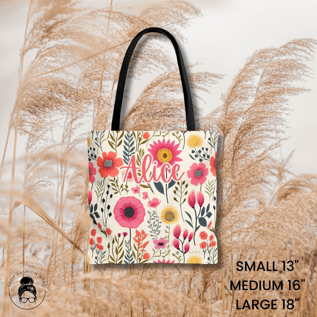 Custom Tote Bag Groovy Floral Tote Personalized Bag Boho Market Bag ...