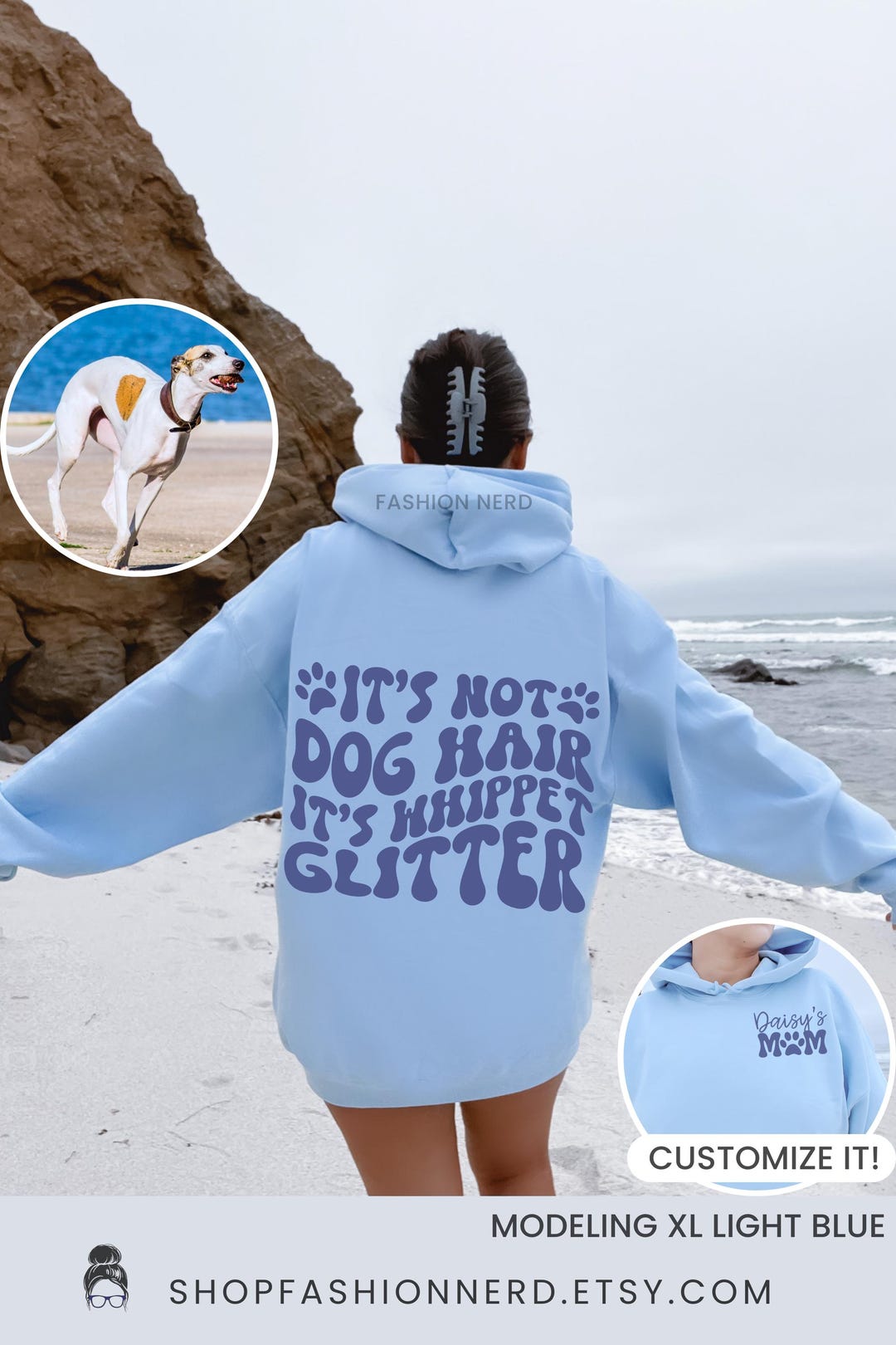 Custom Whippet Gifts Dog Mom Whippet Hoodie Sweatshirt Personalized ...
