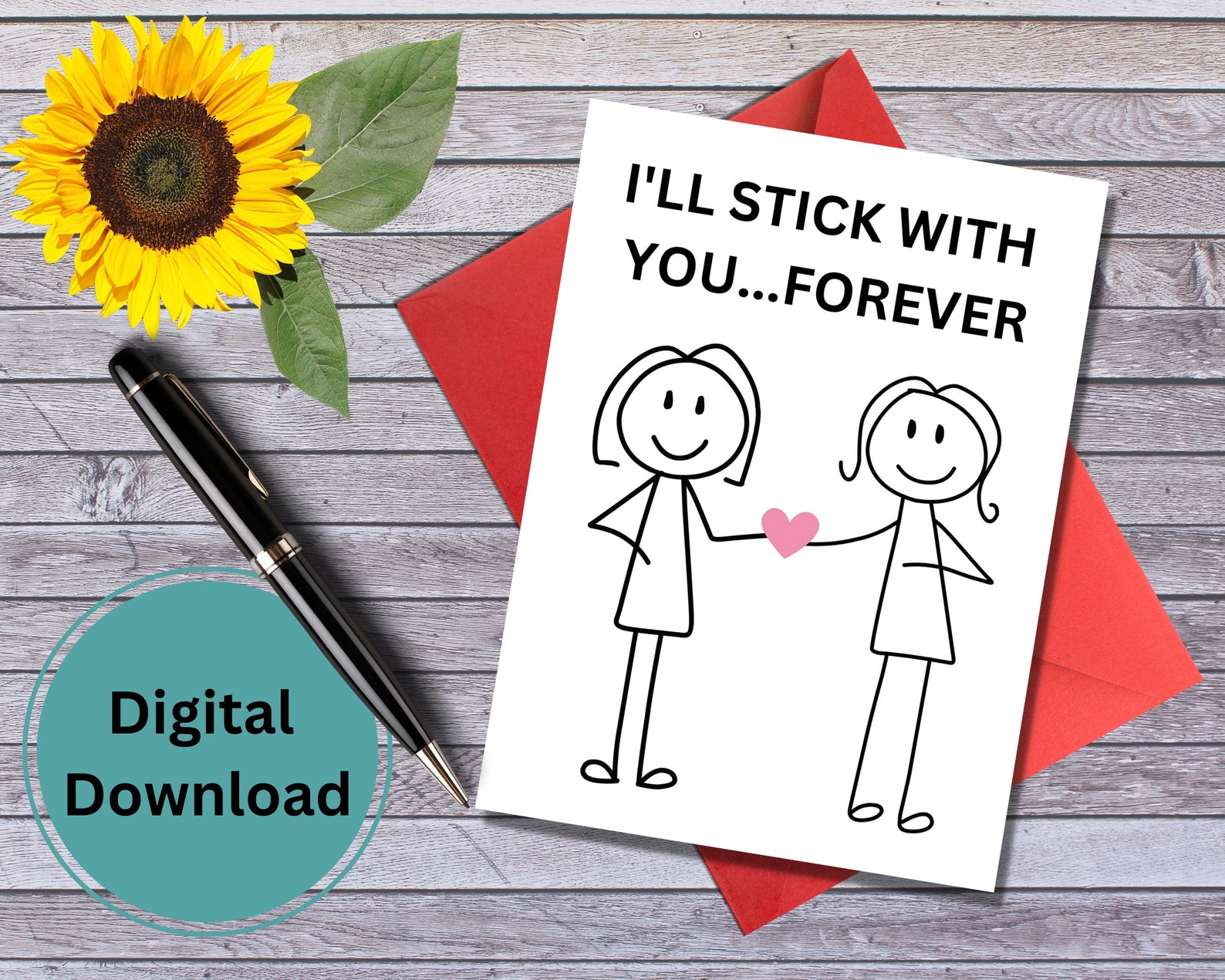 Valentine's Day | Printable Card | Digital Card | Instant Download | 5 ...