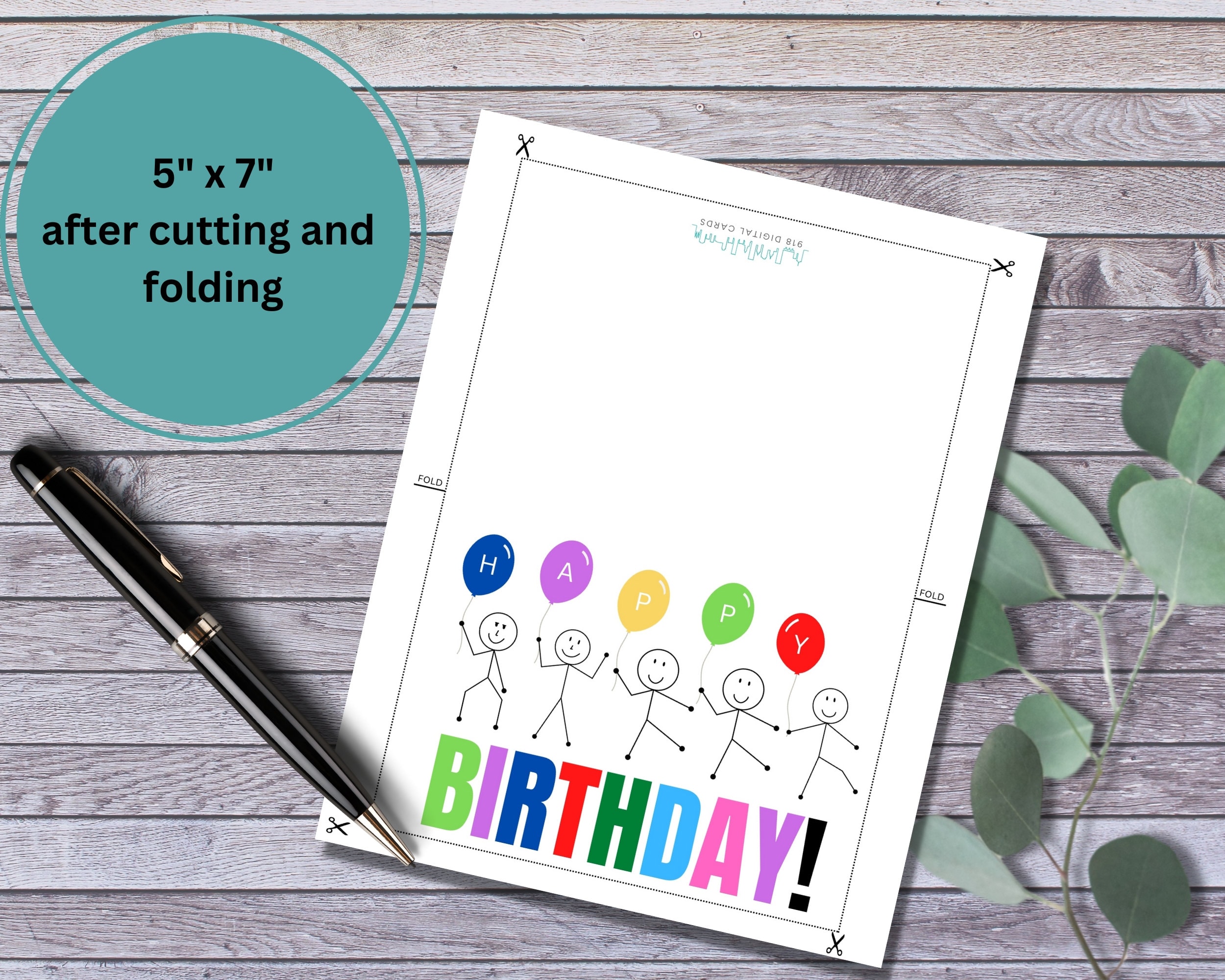 Printable Birthday Card | Instant Download | 5 X 7 PDF Card | Digital ...