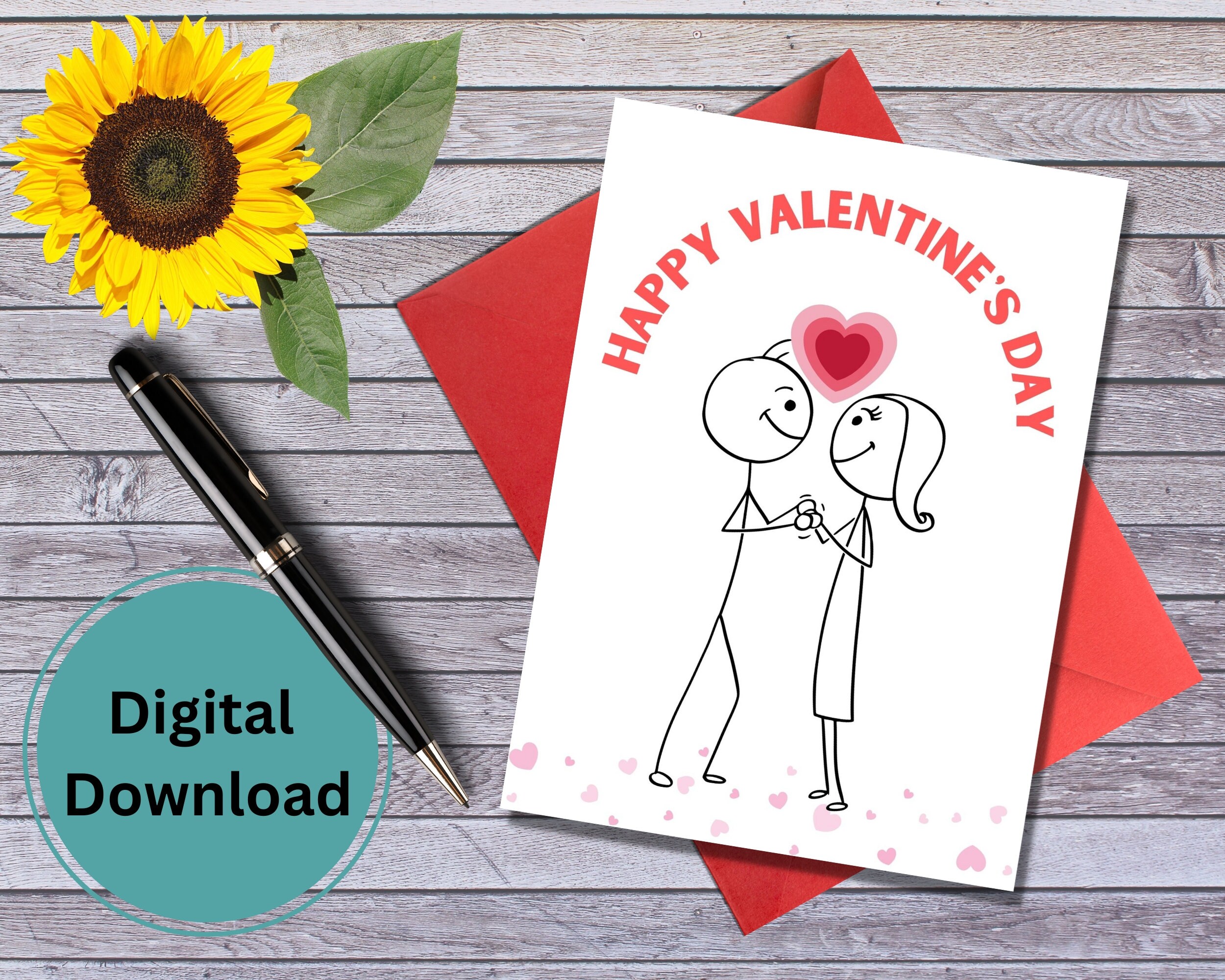 Valentine's Day Printable Card Digital Card Instant Download 5 X 7 PDF ...
