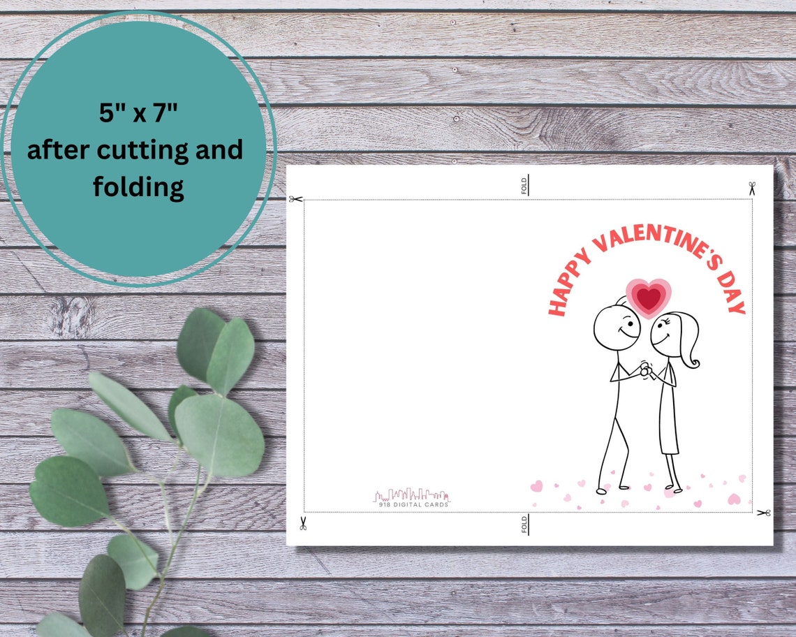 Valentine's Day Printable Card Digital Card Instant Download 5 X 7 PDF ...