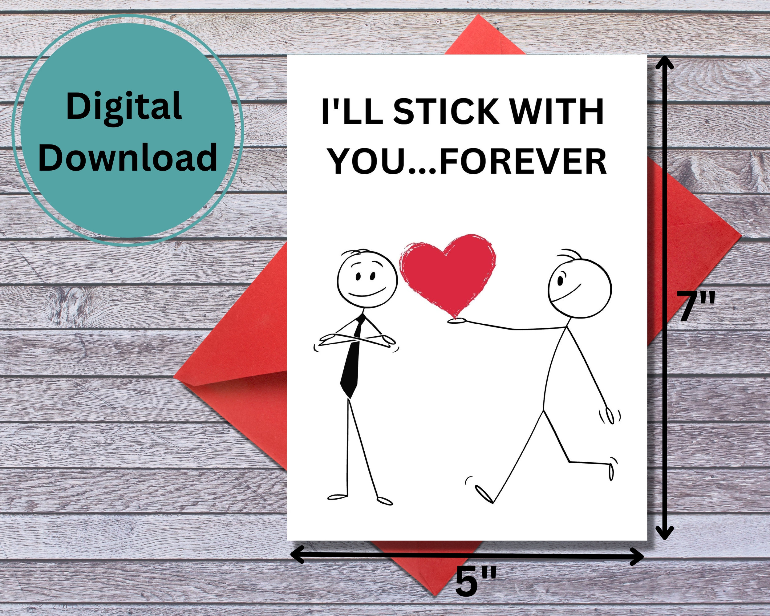 Valentine's Day | Printable Card | Digital Card | Instant Download | 5 ...