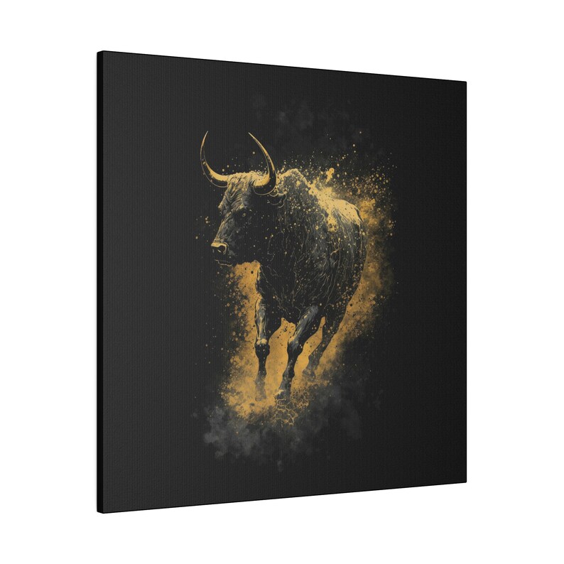 Golden Bull Paint Splatter on Black Background High Quality - Etsy