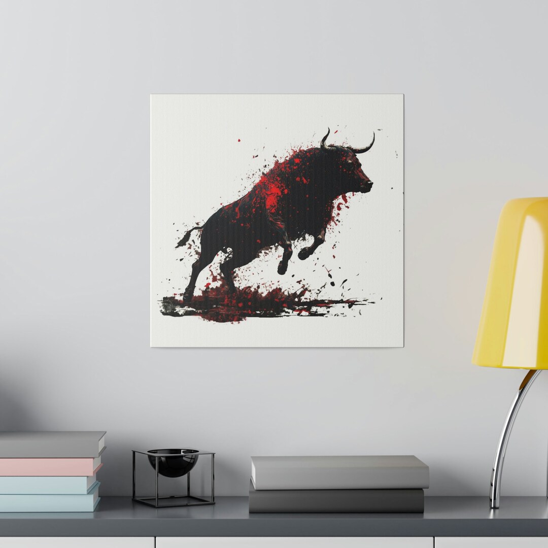 Scarlet Spanish Bull Paint Splatter on White Background High Quality ...