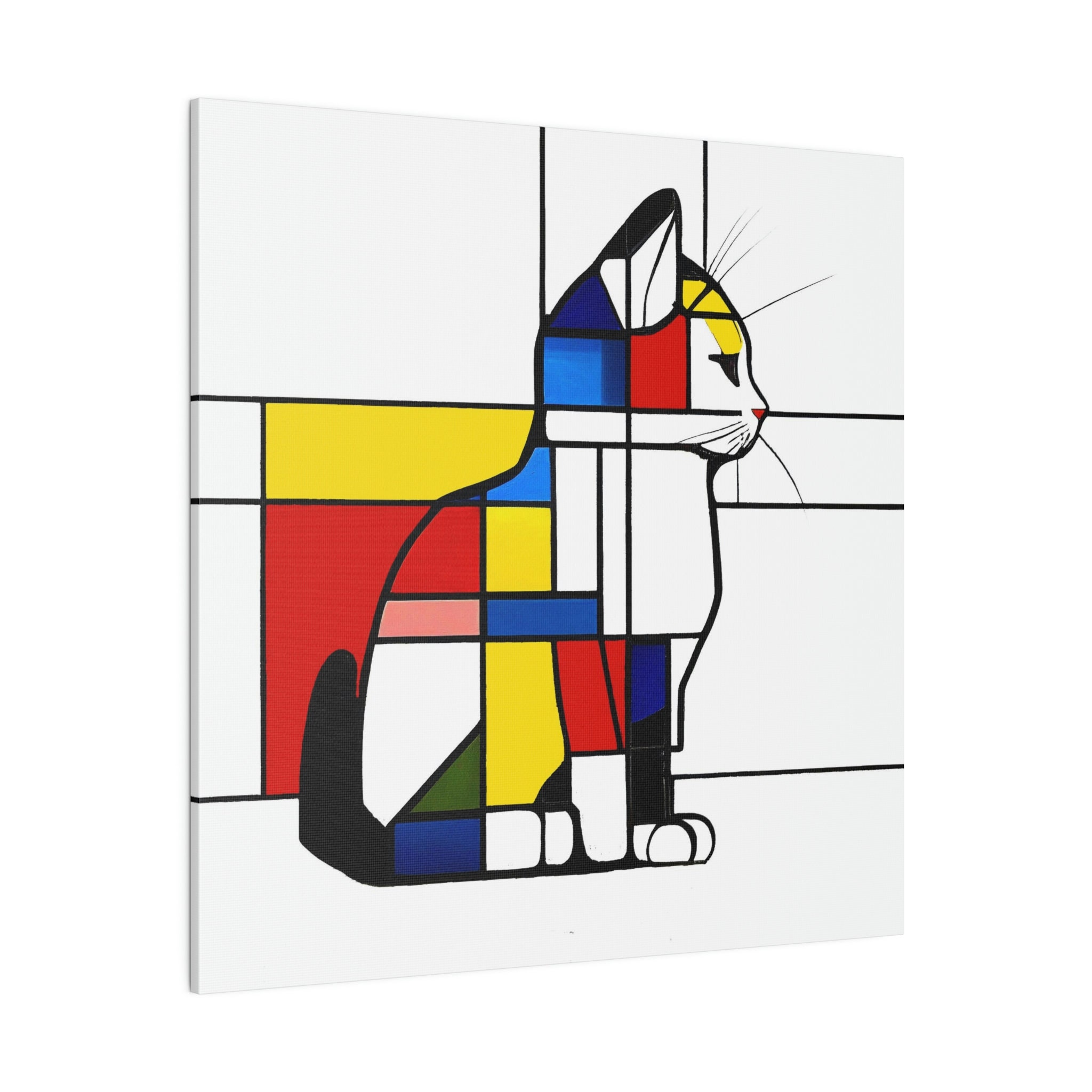 Piet Mondrian Stylized Cat Abstract Art on White Background High ...