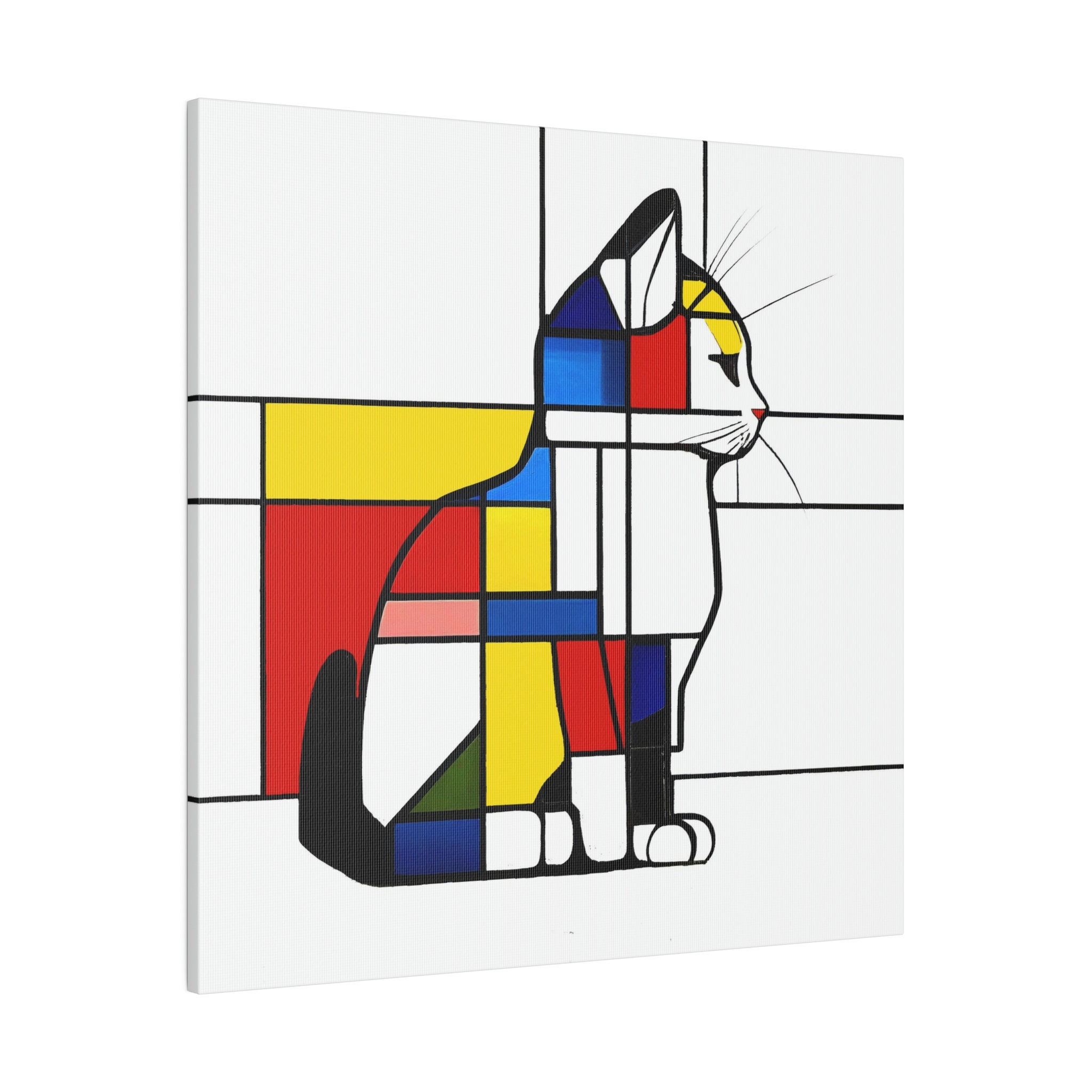 Piet Mondrian Stylized Cat Abstract Art on White Background High ...