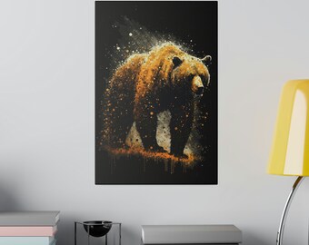Golden Bull Paint Splatter on Black Background High Quality Matte ...
