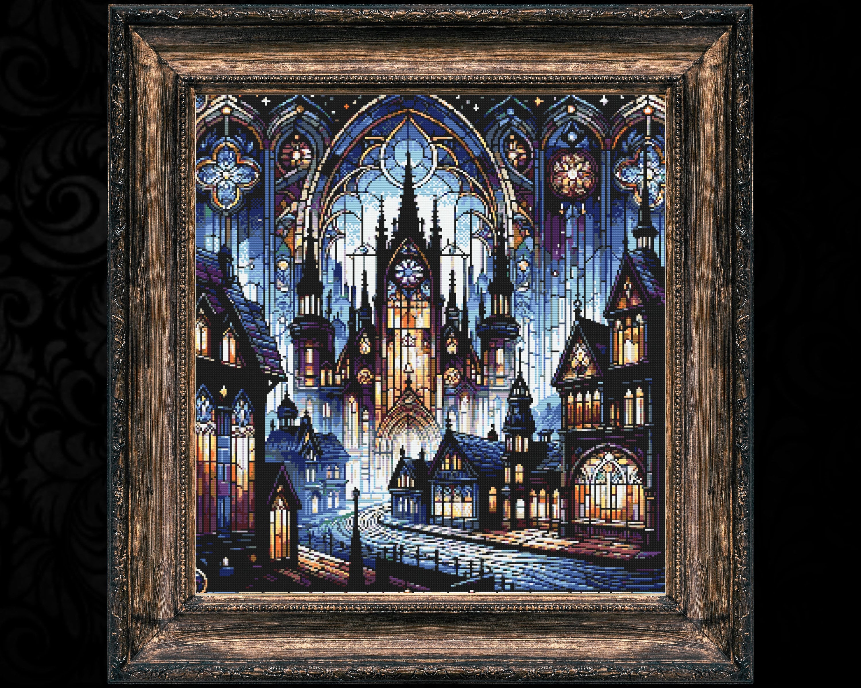 Stained Glass Goth Land Cross Stitch Pattern Halloween Horror Sacred ...