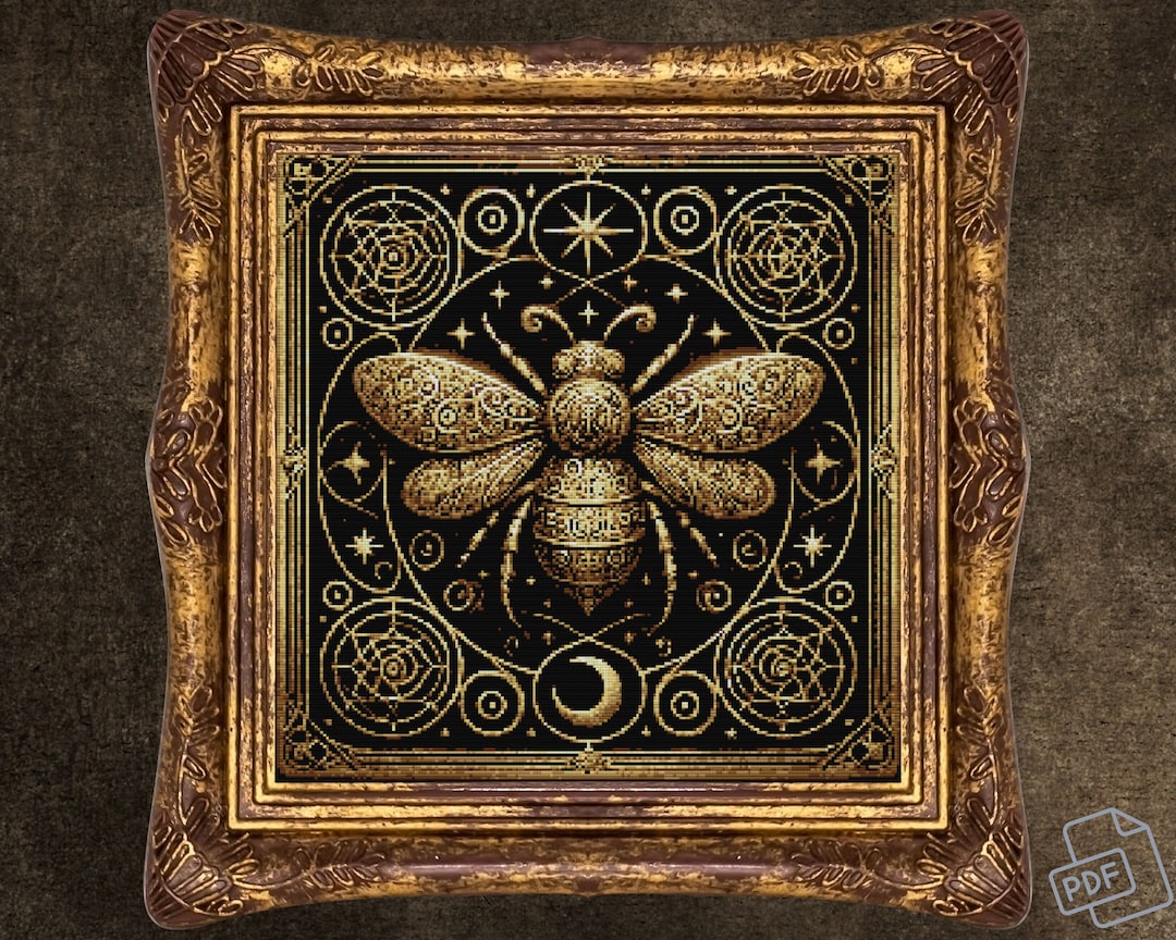 Wiccan Bee 2 Cross Stitch Pattern Gift for Goth Halloween Horror Witchcraft Creepy Spooky Dark ...
