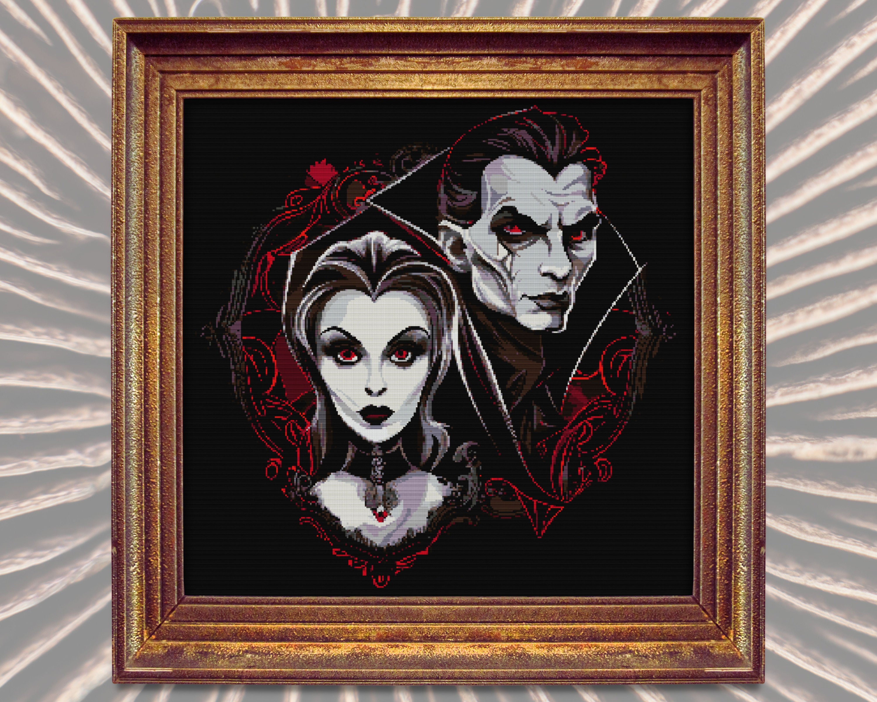 Vampire Couple Cross Stitch Pattern Halloween Horror Witchccraft Creepy ...